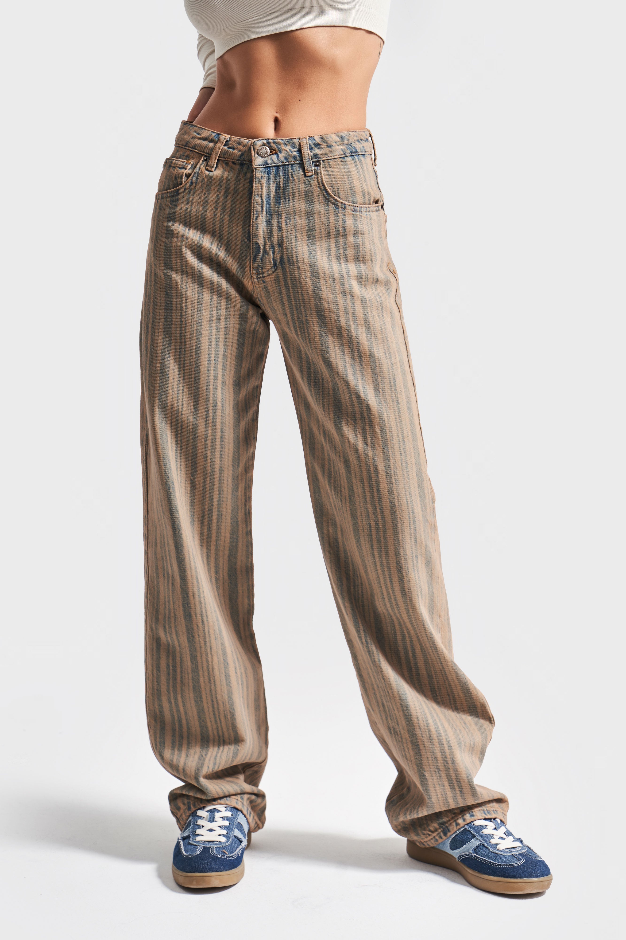 Routines Vintage Striped Straight Jeans 3503 – Routines Fashion