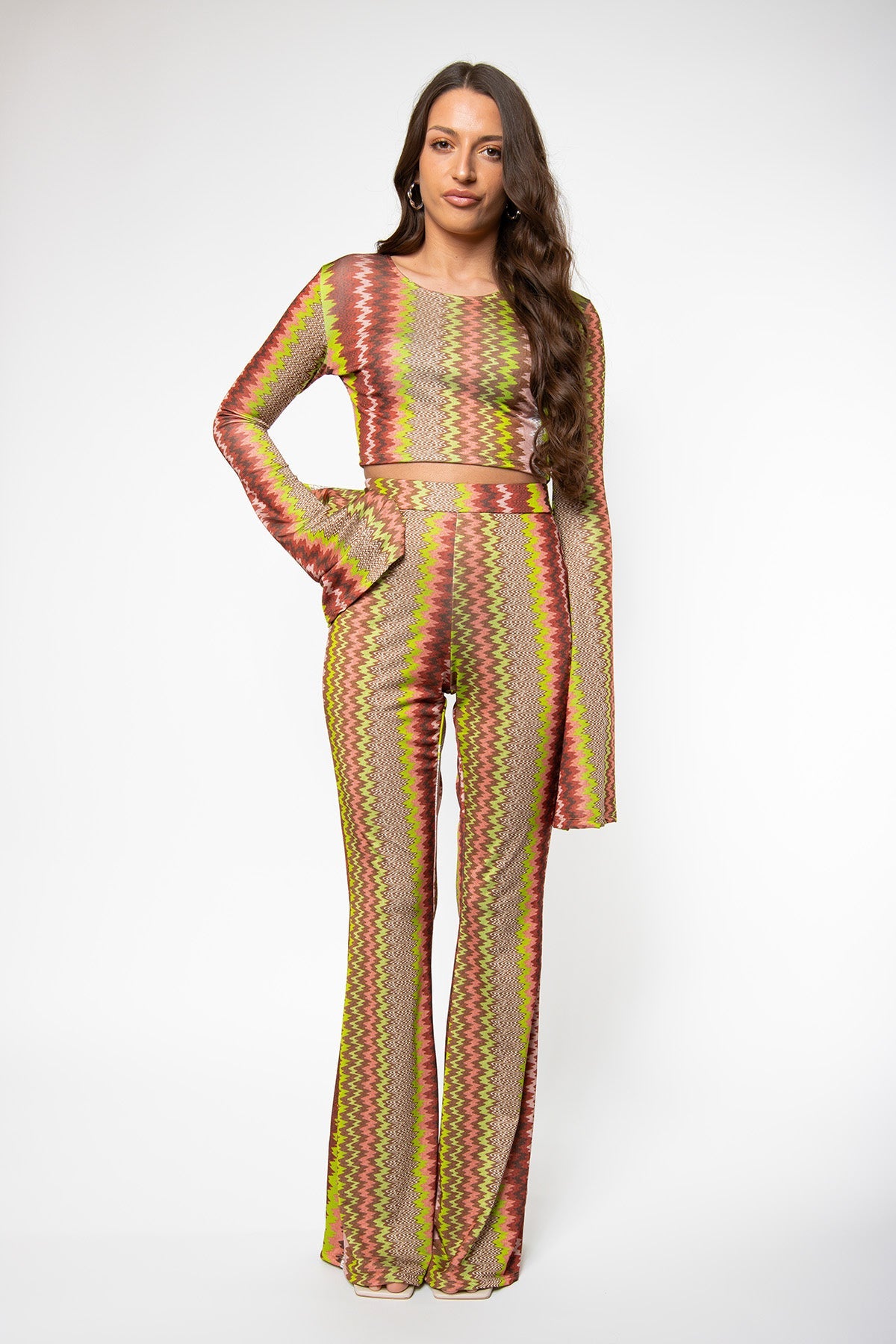 Routines Flared Two Piece Set - Olive Green | Routines Fashion – ROUTINES®